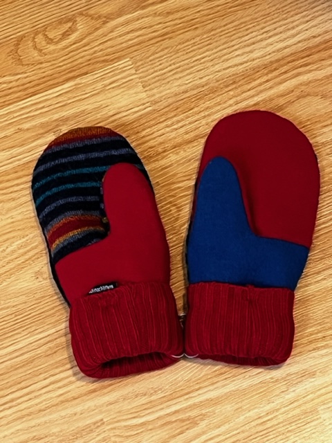 Mackinac Mittens Navy & Red Stripe - The Mole Hole