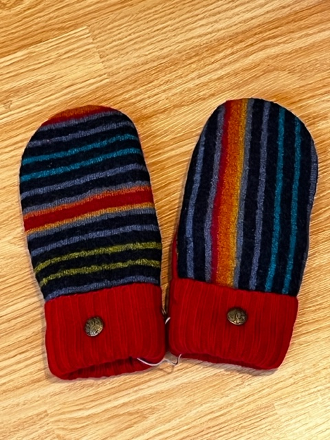 Mackinac Mittens Navy & Red Stripe - The Mole Hole